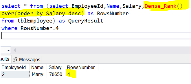 How to find Nth Highest Salary in Sql Server or Dense_Rank - MakeMyCodes